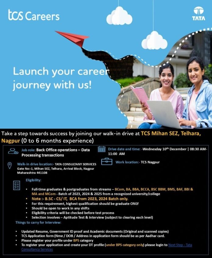 TCS Walk-In Drive at Nagpur - Quick Fresher Jobs