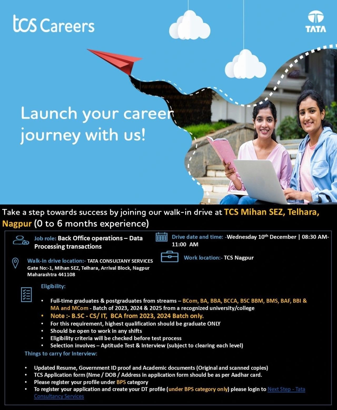 TCS Walk-In Drive at Nagpur - Quick Fresher Jobs